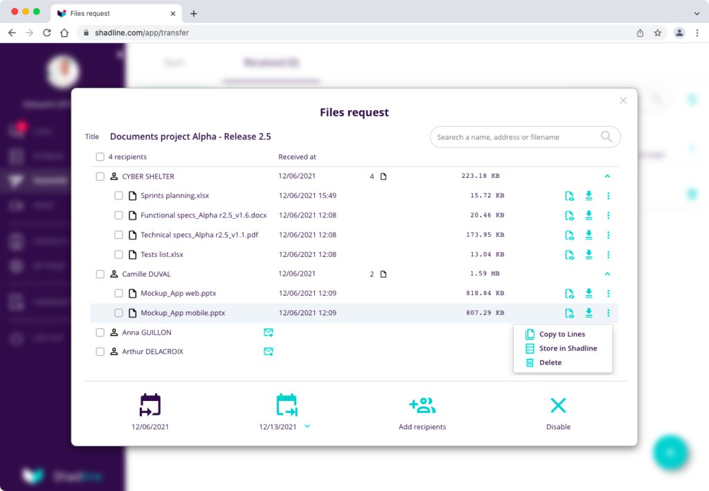 SHADLINE DOC - User guide