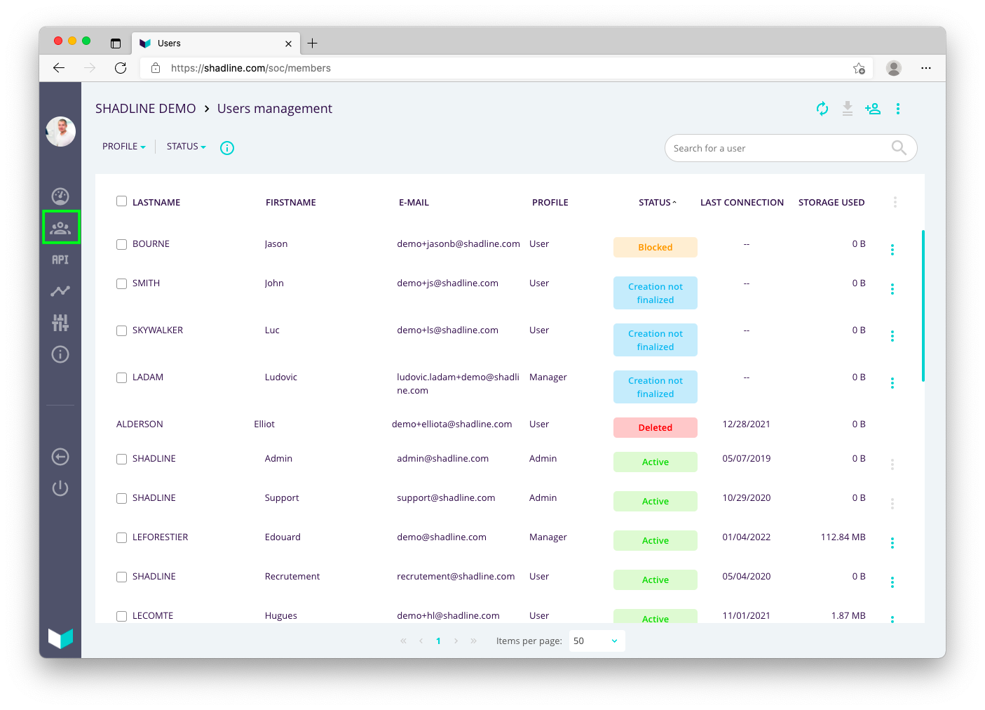 SHADLINE DOC - Admin guide
