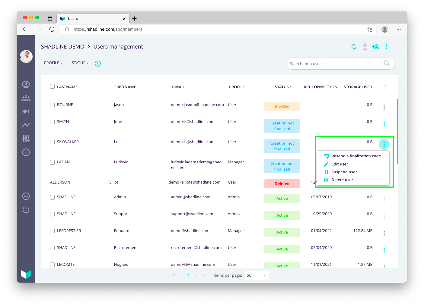 SHADLINE DOC - Admin guide