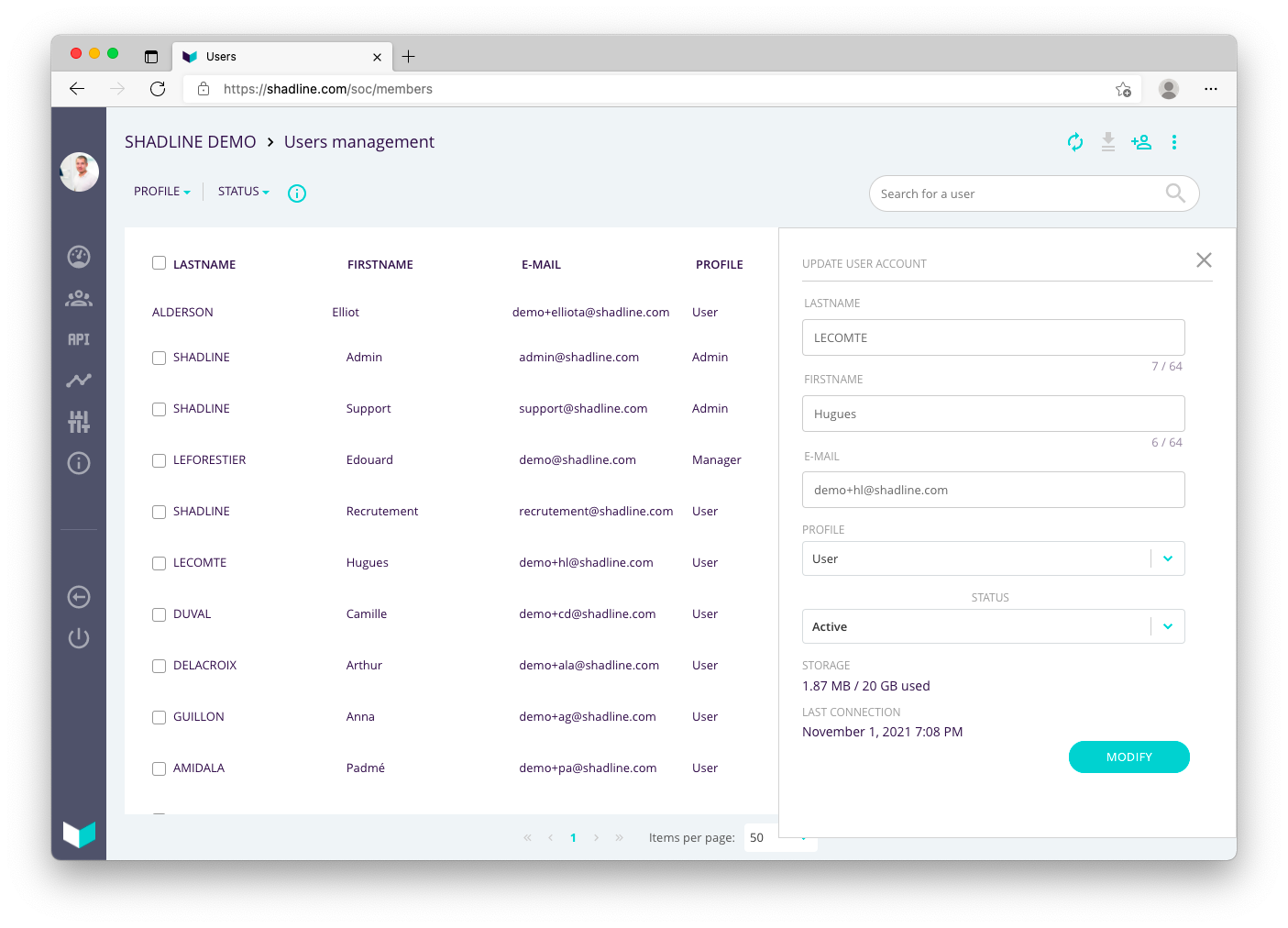 SHADLINE DOC - Admin guide